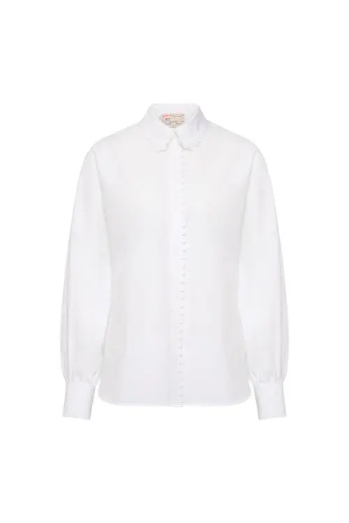 MAISON COMMON Cotton Poplin Blouse With Scalloped Trims - White
