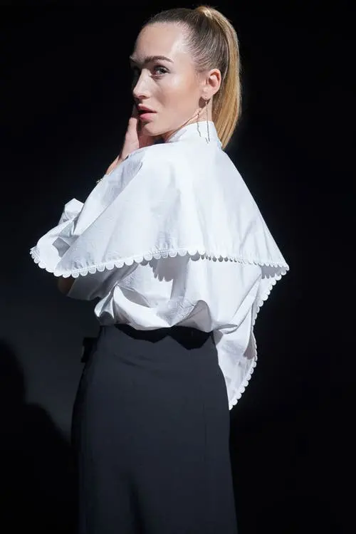 MAISON COMMON Cotton Poplin Blouse With Scalloped Trims
