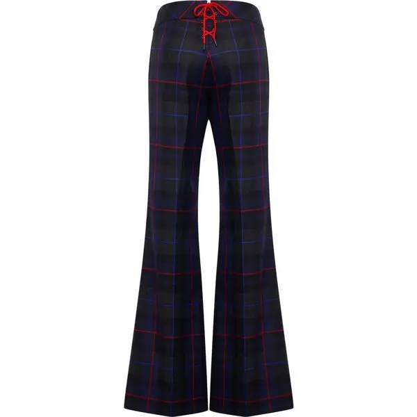 MAISON COMMON Tartan Wool Bootcut Trousers