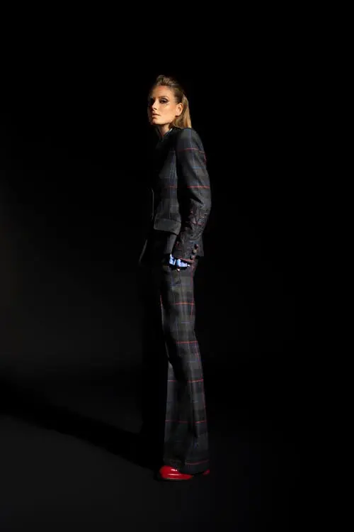 MAISON COMMON Tartan Wool Bootcut Trousers