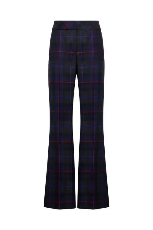 MAISON COMMON Tartan Wool Bootcut Trousers