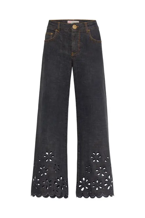 MAISON COMMON Embroidered Cropped Jeans