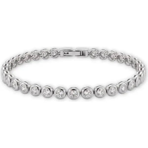 CUFFED BY NANO Bezel Tennis Bracelet In Stainless Steel With Cubic Zirconia