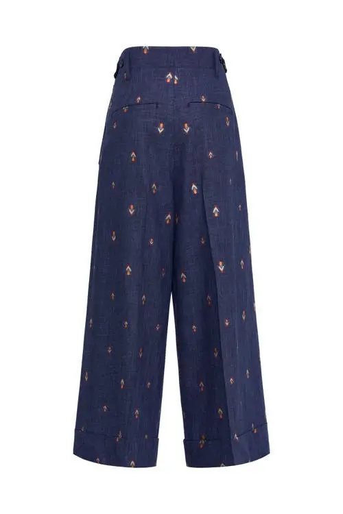 MAISON COMMON Wide Leg Jacquard Trousers