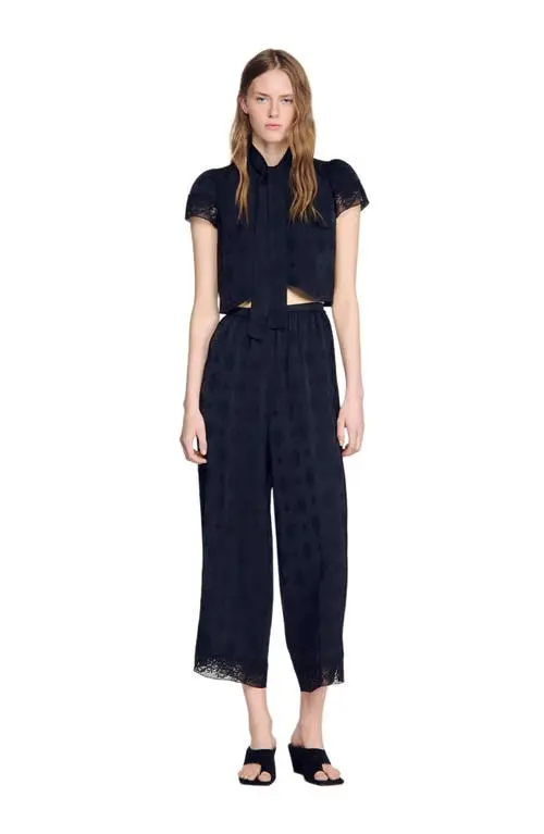 Sandro Paisley Jacquard Crop Top