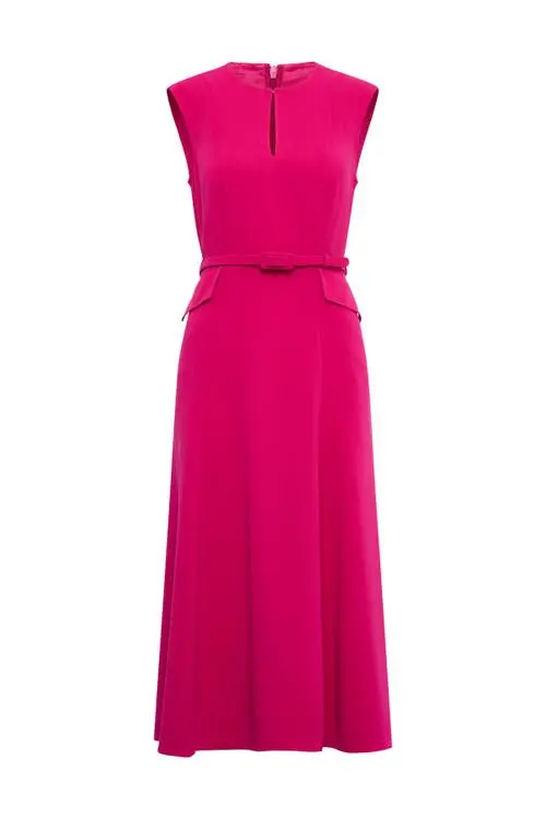 MAISON COMMON Sleeveless Midi Dress With Belt And Slit Neckline