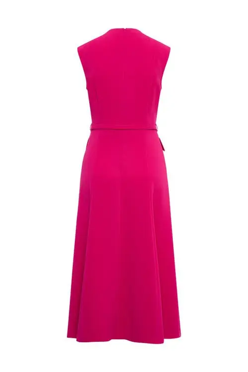 MAISON COMMON Sleeveless Midi Dress With Belt And Slit Neckline