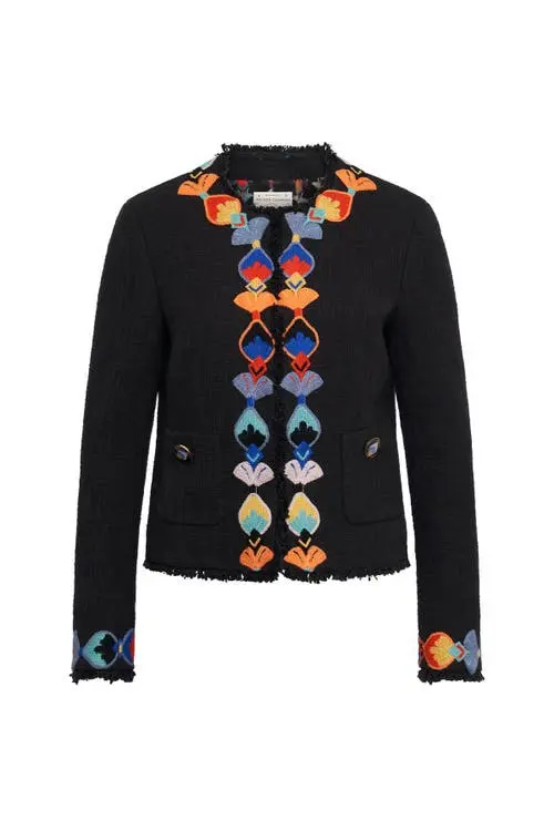 MAISON COMMON Casual Tweed Jacket With Macrame Trim