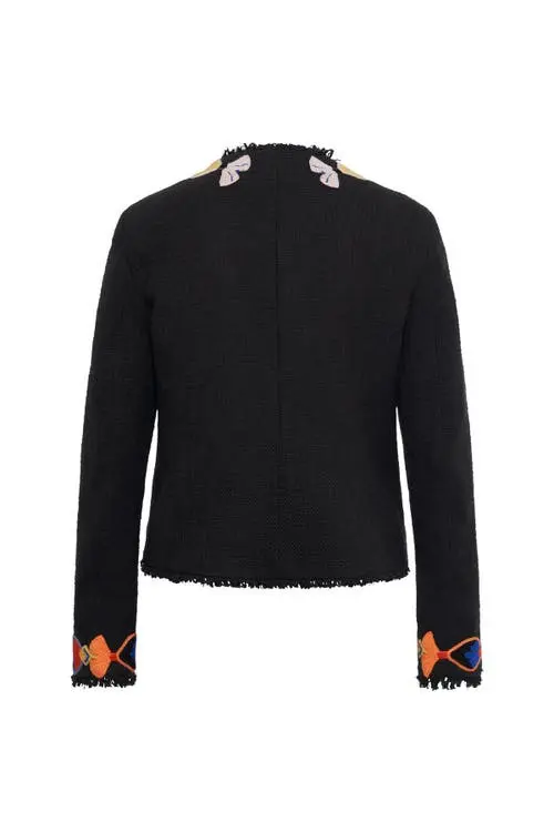 MAISON COMMON Casual Tweed Jacket With Macrame Trim