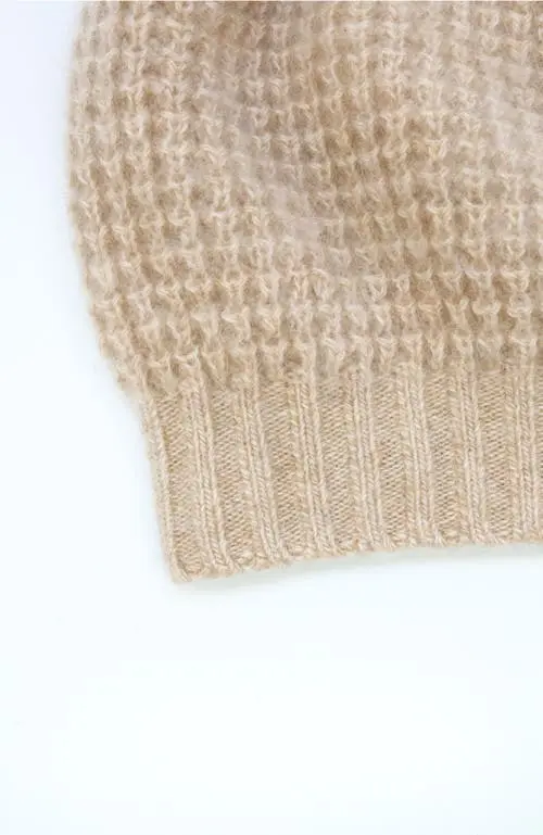 Portolano Cashmere Waffle Knit Beanie - Oatmeal