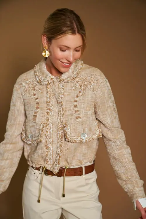 MAISON COMMON Embroidered Bomber Jacket With Fringes