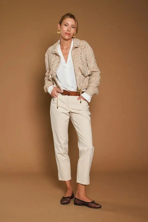 MAISON COMMON Embroidered Bomber Jacket With Fringes