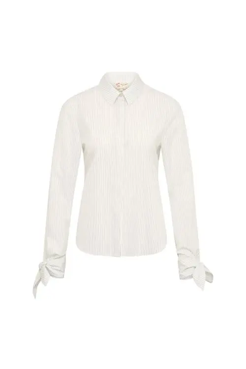 MAISON COMMON Striped Poplin Blouse With Knotted Cuffs
