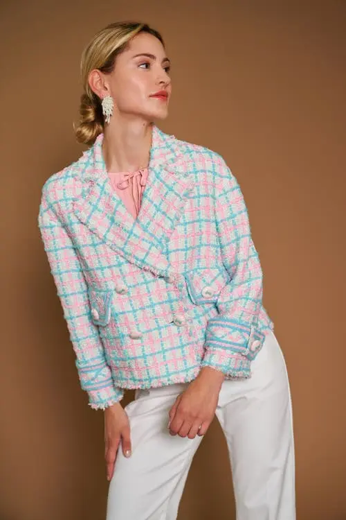 MAISON COMMON A-line Plaid Tweed Jacket