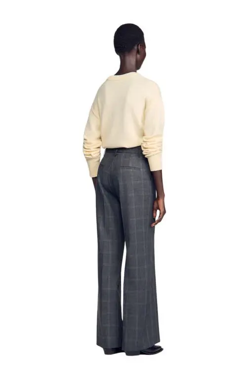 Sandro Checked Straight-leg Trousers