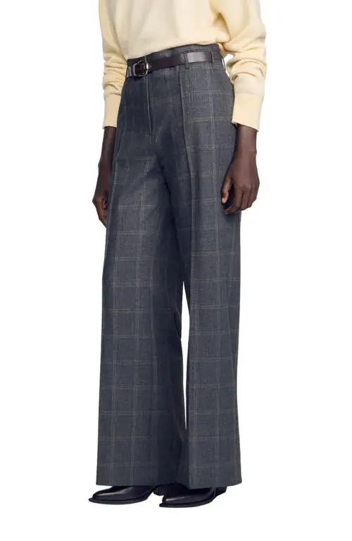 Sandro Checked Straight-leg Trousers