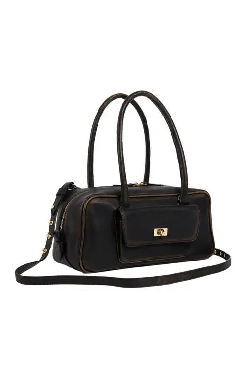 Sandro Ezmehralda Distressed-effect Leather Bowling Bag