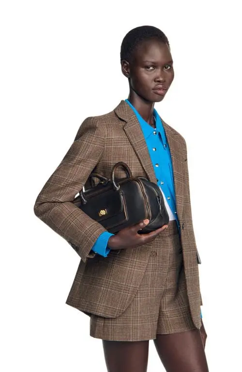 Sandro Ezmehralda Distressed-effect Leather Bowling Bag