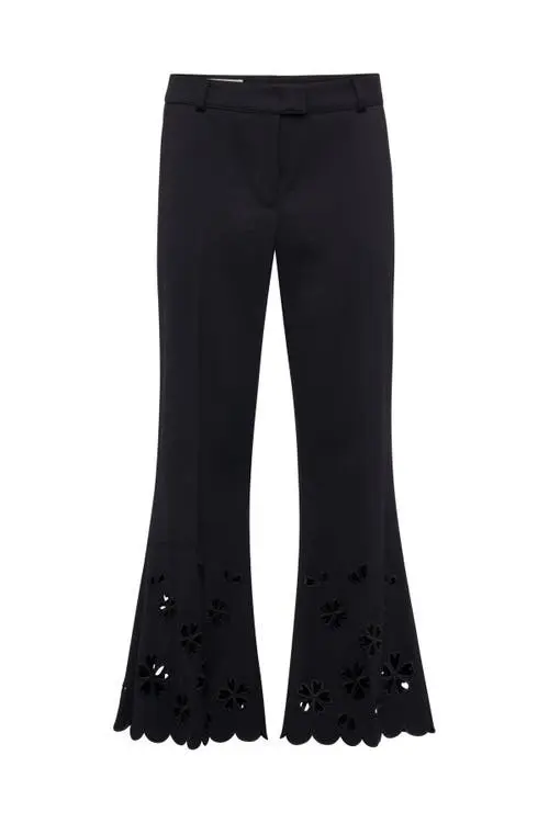MAISON COMMON Embroidered Ankle Length Flared Pants