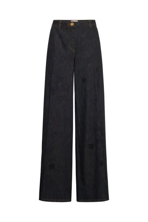 MAISON COMMON Wide Leg Embroidered Jeans