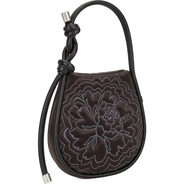 BEHNO Ina Mini Potli N2 Ornate Leather Handheld Bag - Black/cacao