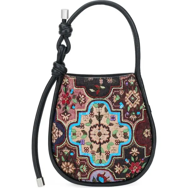 BEHNO Ina Mini Potli N2 Ornate Leather Handheld Bag - Black/multi