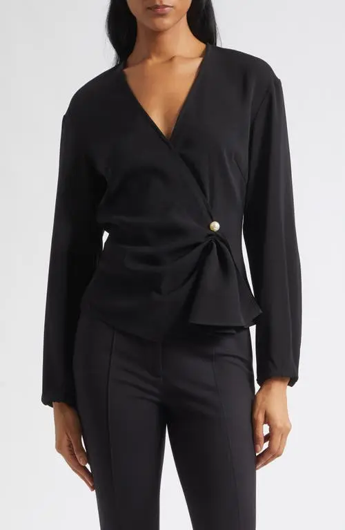 Veronica Beard Drew Surplice Top - Black