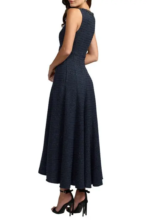 Mac Duggal Sleeveless A-line Boucle Midi Dress