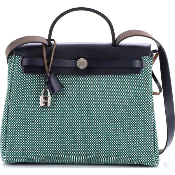 Hermès Herbag Zip Criss Viking Toile And Leather 31 - Green