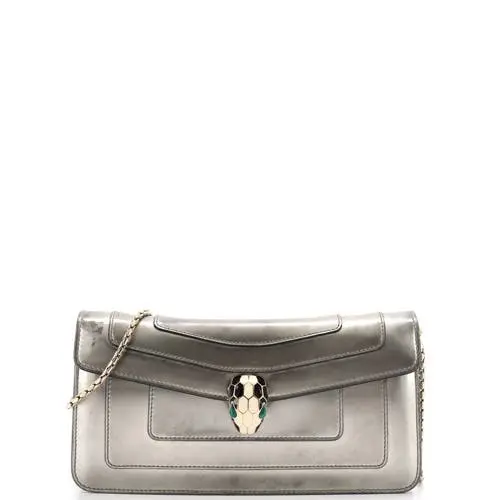 BVLGARI Serpenti Forever Chain Clutch Metallic Leather