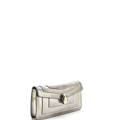 BVLGARI Serpenti Forever Chain Clutch Metallic Leather