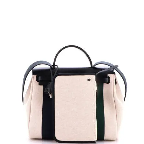 Hermès Herbag Zip Rayures D'equipage Toile And Leather 31