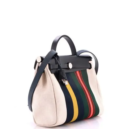 Hermès Herbag Zip Rayures D'equipage Toile And Leather 31