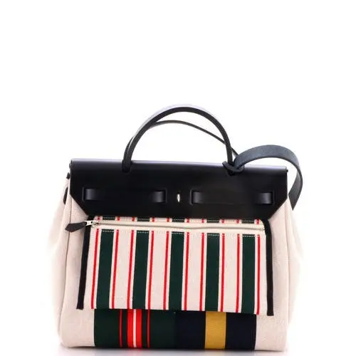 Hermès Herbag Zip Rayures D'equipage Toile And Leather 31