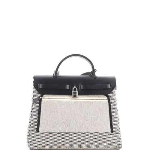 Hermès Herbag Zip Criss Viking Toile And Leather 31 - Black