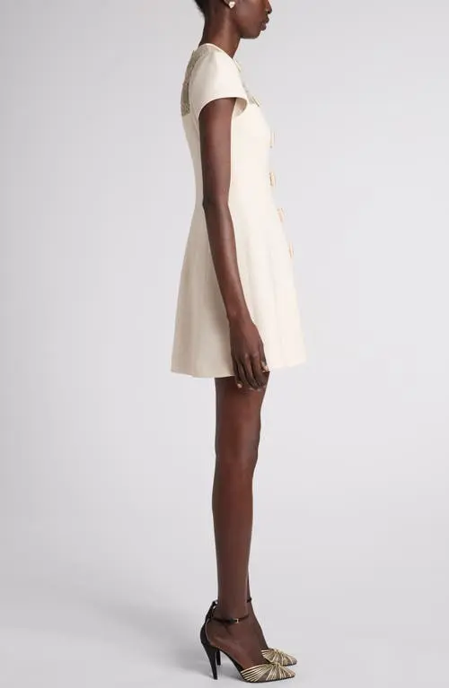 Valentino Garavani Wool & Silk Crepe Couture Minidress With Lace And Satin Bows