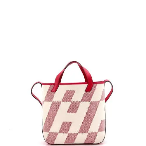 Hermès Cabas H En Biais Tote Canvas With Leather 27