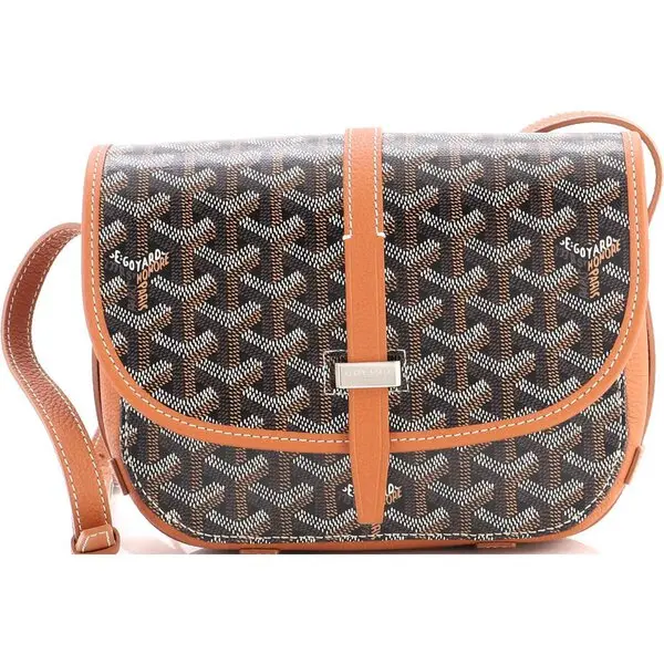 Goyard Belvedere Iii Messenger Bag Coated Canvas With Leather Pm - Brown