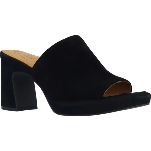 L'AMOUR DES PIEDS Kashi Leather Peep Toe Mule - Black