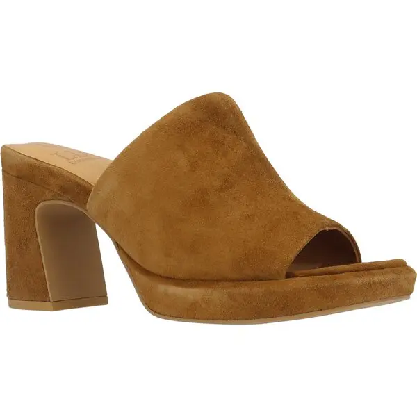 L'AMOUR DES PIEDS Kashi Leather Peep Toe Mule - Coffee