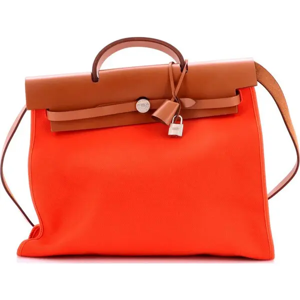 Hermès Herbag Zip Leather And Toile 39 - Orange