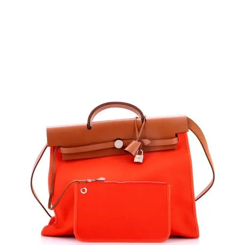 Hermès Herbag Zip Leather And Toile 39 - Orange
