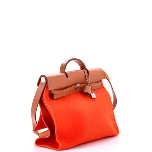 Hermès Herbag Zip Leather And Toile 39 - Orange