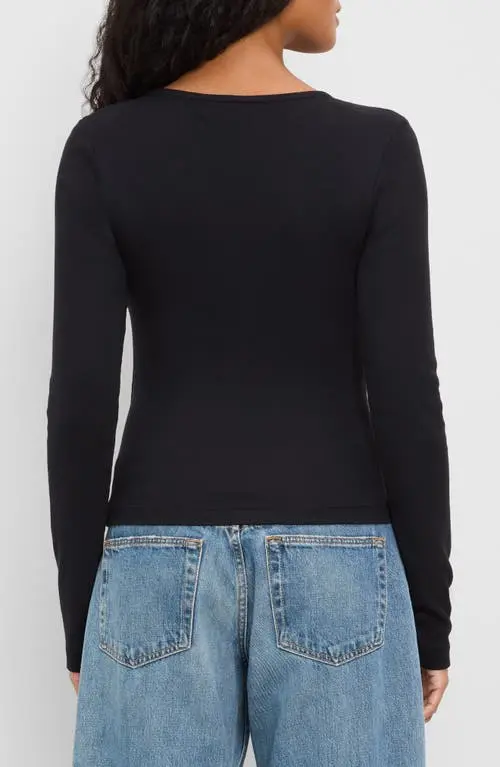 Michael Stars Stacie Shirred Surplice Top - Black