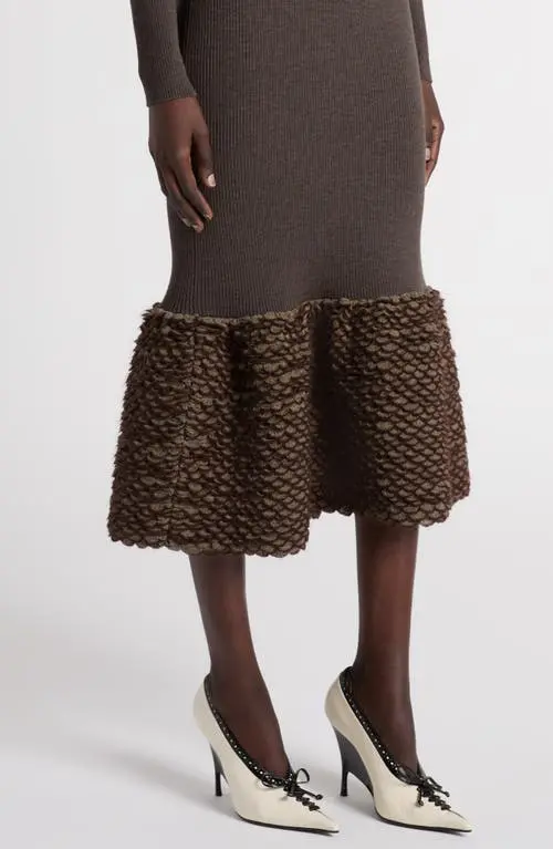 Alexander McQueen Ribbed Wool Blend Midi Dress