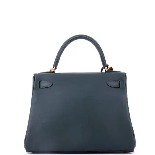 Hermès Kelly Handbag Evercolor With Gold Hardware 28 - Green
