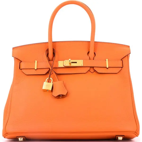 Hermès Birkin Handbag Clemence With Gold Hardware 30 - Orange