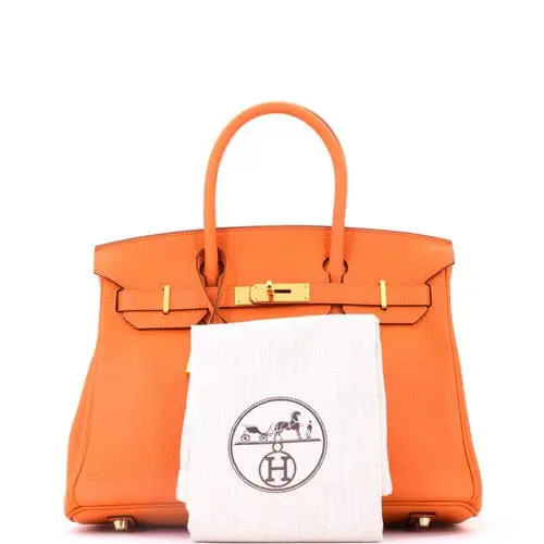 Hermès Birkin Handbag Clemence With Gold Hardware 30 - Orange