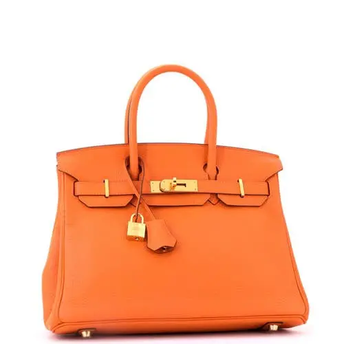 Hermès Birkin Handbag Clemence With Gold Hardware 30 - Orange