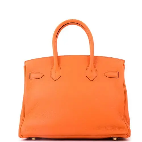 Hermès Birkin Handbag Clemence With Gold Hardware 30 - Orange